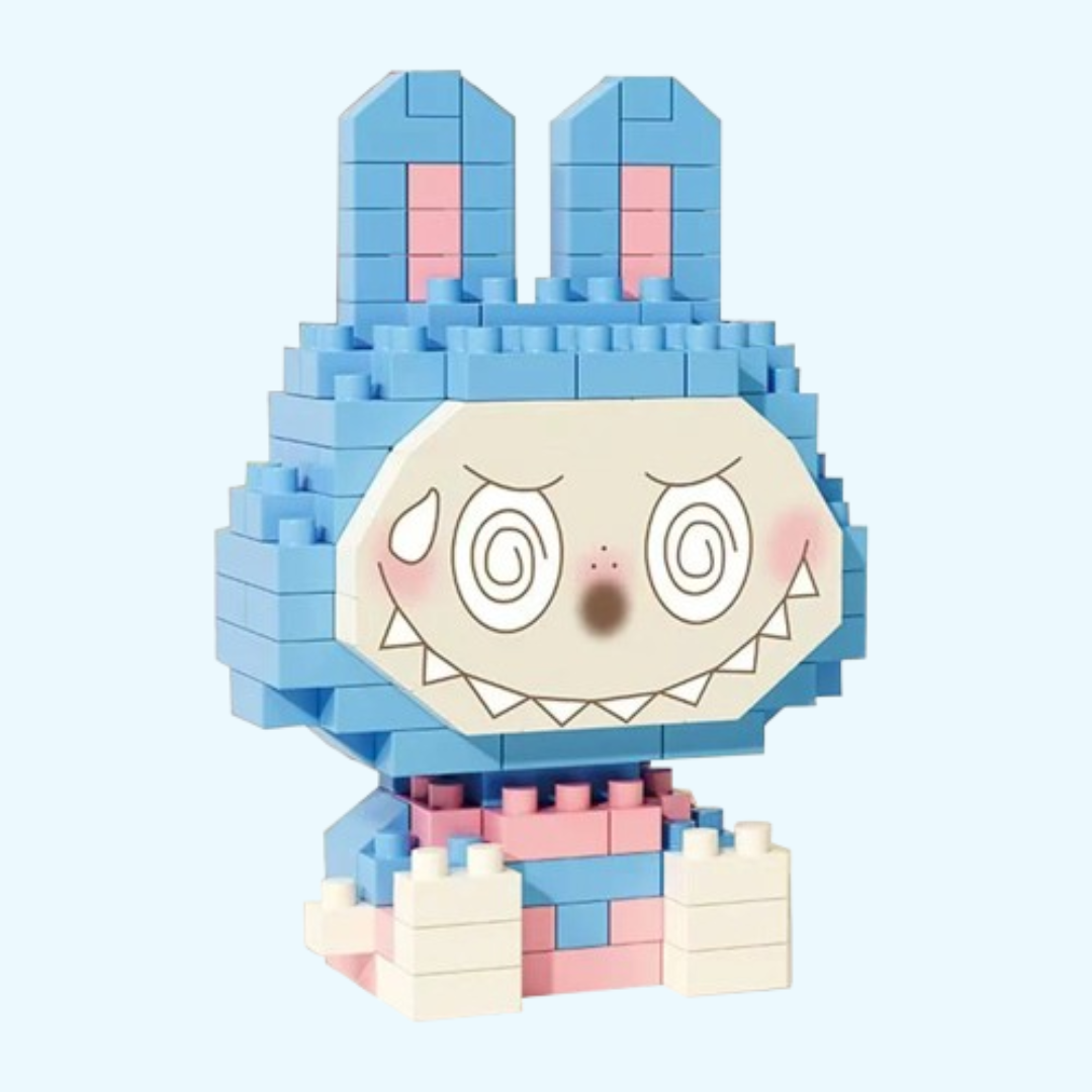 Mini Blauwe Labubu | Bouwsteentjes – Bouwpakket.com